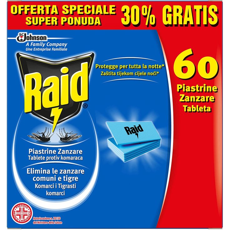 Raid Platelets Mosquitoes 60 Platelets - Loreto Pharmacy